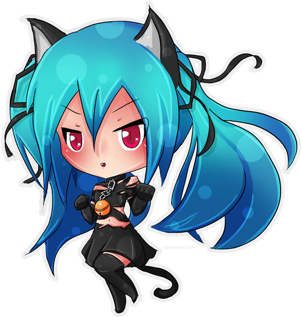 Chibi Miku - Dancing Chibi Cat Gif (800x666), Png Download