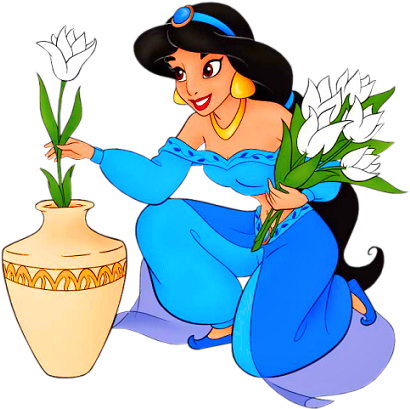Download Aladdin Png - Princess Jasmine With Flower | Transparent PNG ...