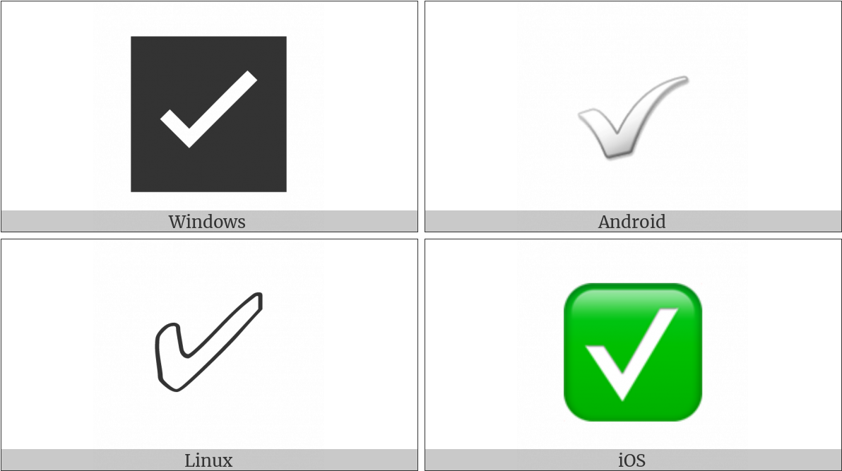 White Heavy Check Mark On Various Operating Systems - Symbol (1200x675 ...