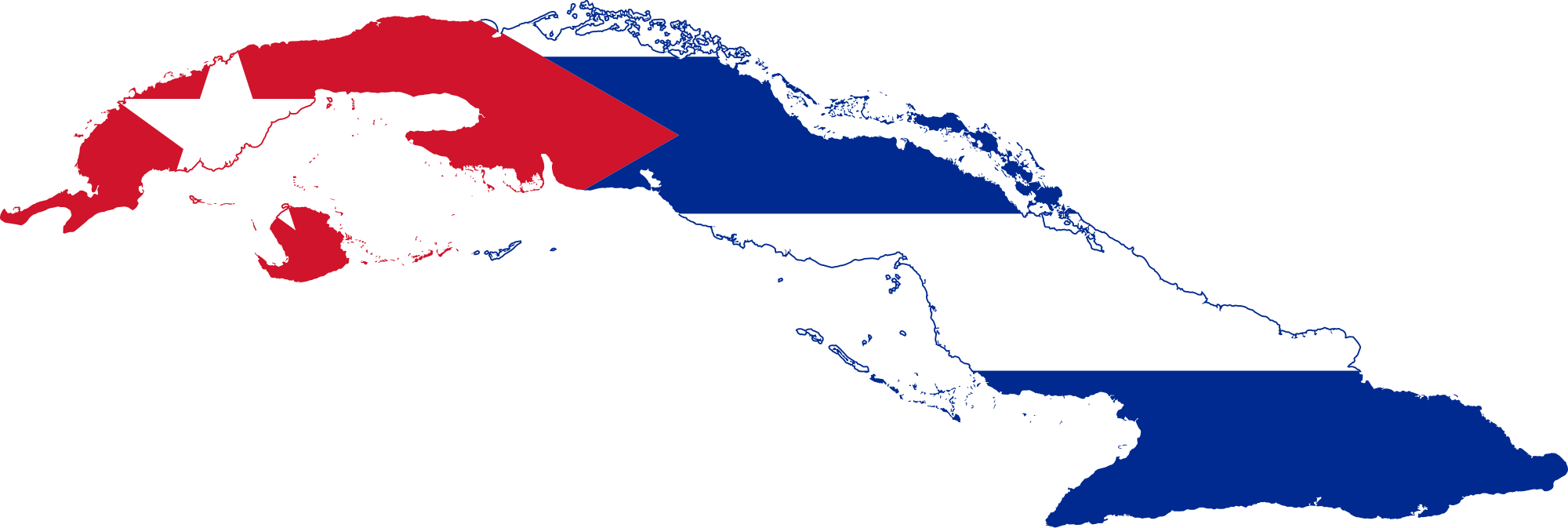 Open - Cuba Map Blank (2000x673), Png Download
