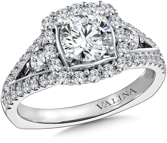 Valina Halo Engagement Ring Mounting In 14k White Gold - Channel Set ...