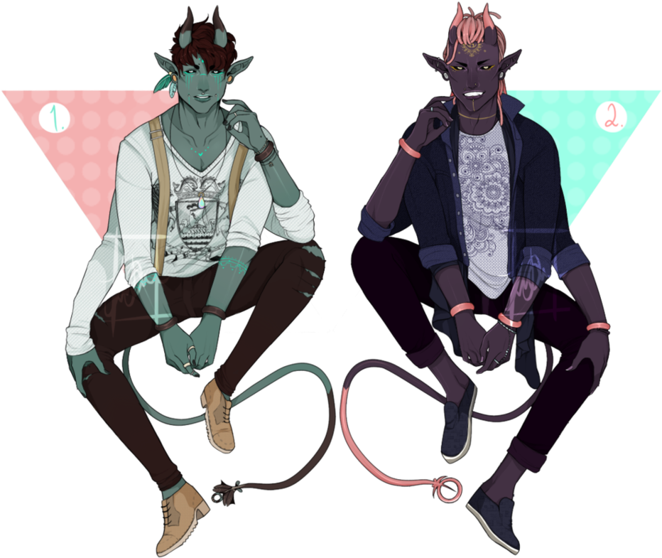 Male Demons Set V - Male Demon Drawing (964x829), Png Download