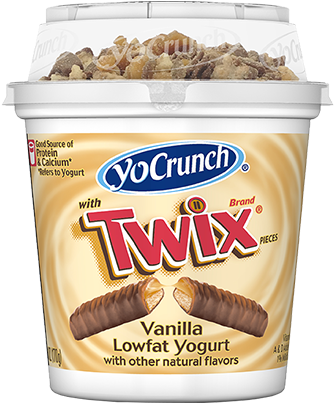Yocrunch Vanilla Lowfat Yogurt With Twix Pieces - Dannon Strawberry ...