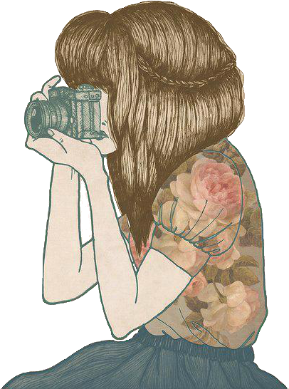 Girl, Camera, And Drawing Image - Girl Holding Camera Drawing (419x640 ...