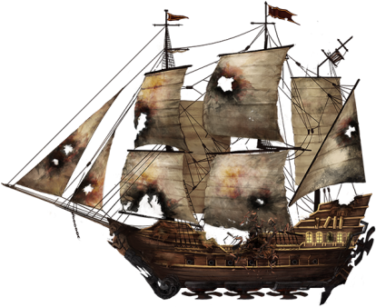 Pirates Damaged - Pirate Ship Transparent (420x338), Png Download