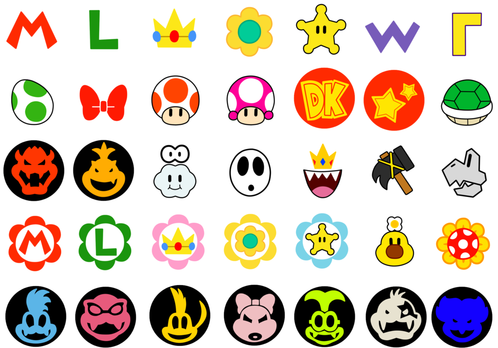 Mario Kart Character Logo - Super Mario Bros All Character (1024x719 ...