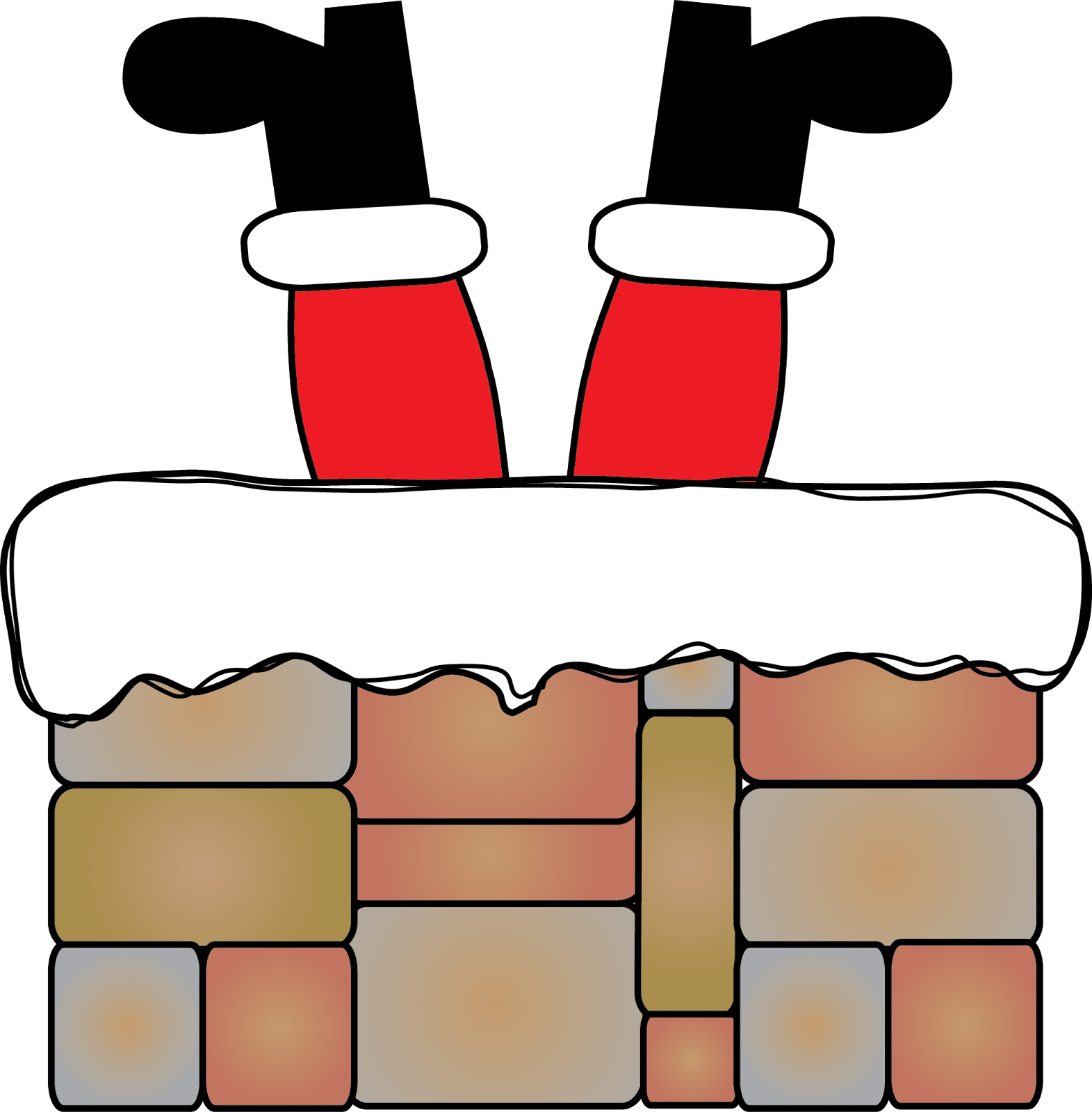 Chimney Santa Clipart - Santa In Chimney Clipart (1571x1600), Png Download