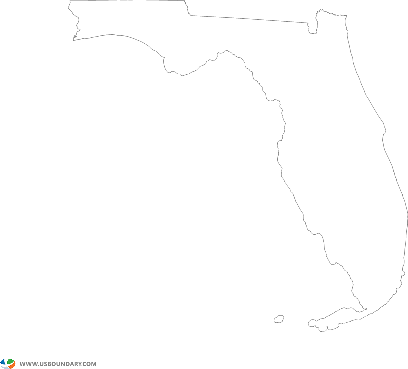 Florida Outline Map - Drawing (1056x816), Png Download