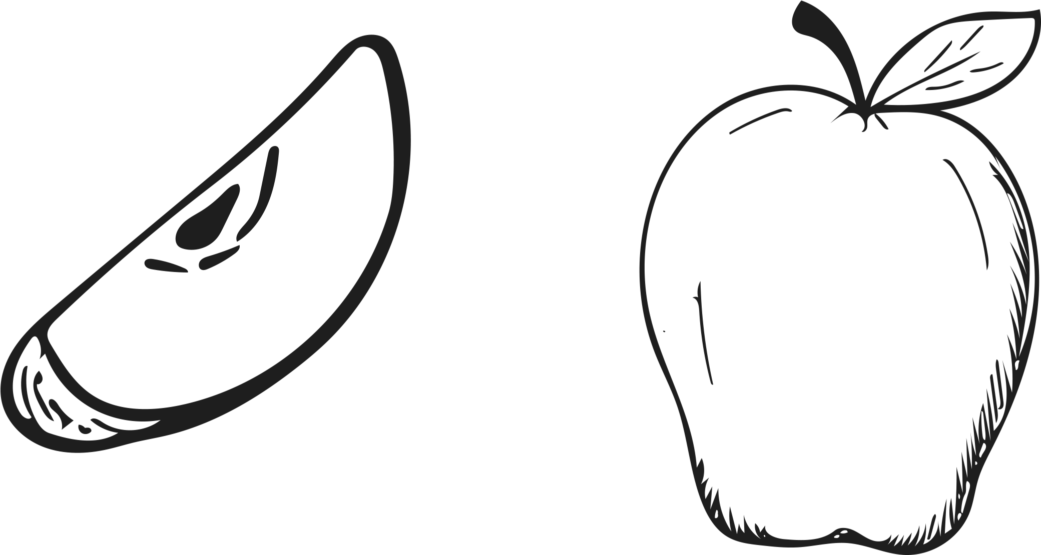 Apple Drawing - Hand Drawn Apple Png (2311x1324), Png Download