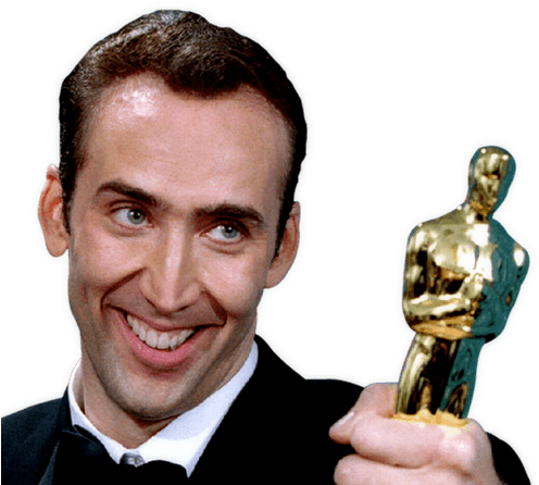 Nicolas Cage Oscar - Portable Network Graphics (520x454), Png Download