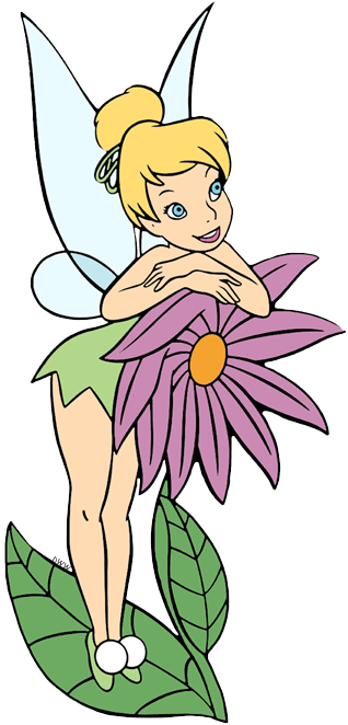 Tinker Bell Resting On Flower - Tinkerbell On A Flower (318x662), Png ...