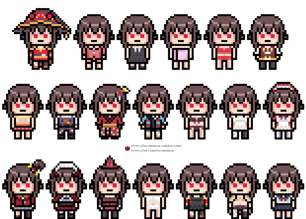 Download Megumin Pixel Art - Danganronpa | Transparent PNG Download ...