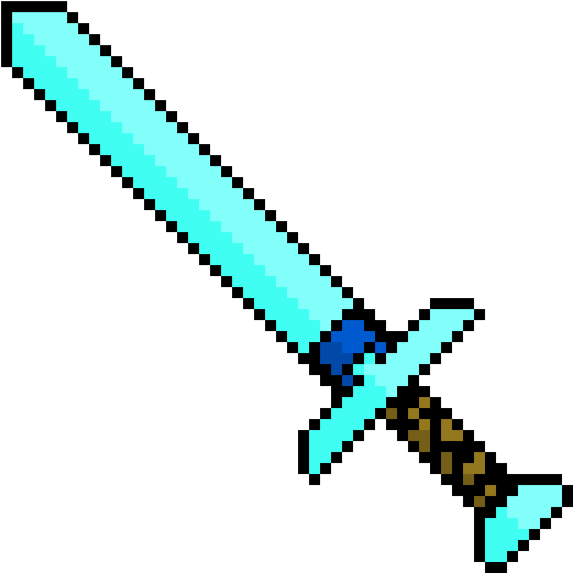 Minecraft Diamond Sword - Easy And Cute Pixel Art (530x530), Png Download