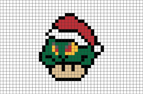Mario Christmas Pixel Art (480x317), Png Download