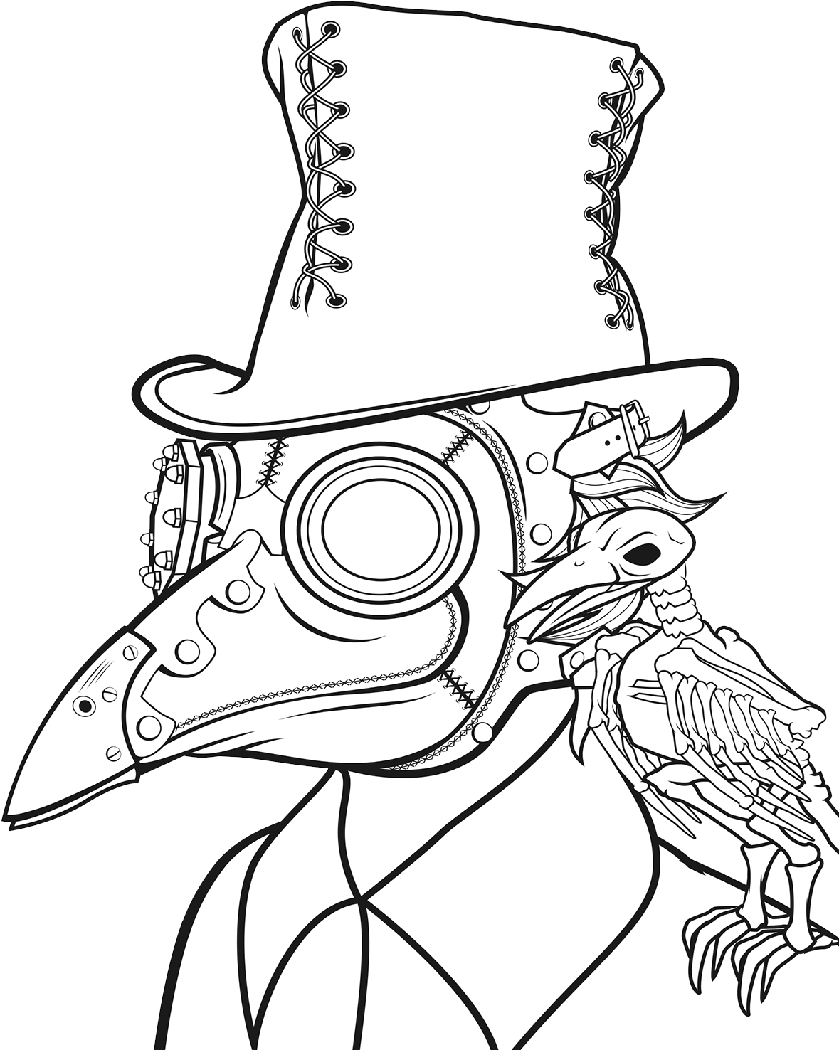 Crows Crow Mask Pattern - Drawing Crows (1400x1657), Png Download