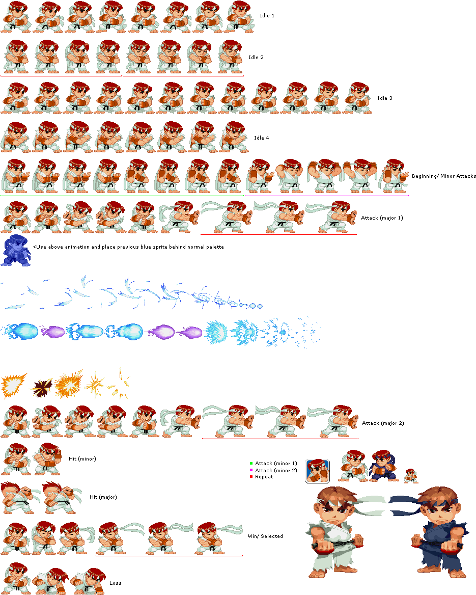 Arc Spfiit Ryu - Ryu Sprites (940x1182), Png Download