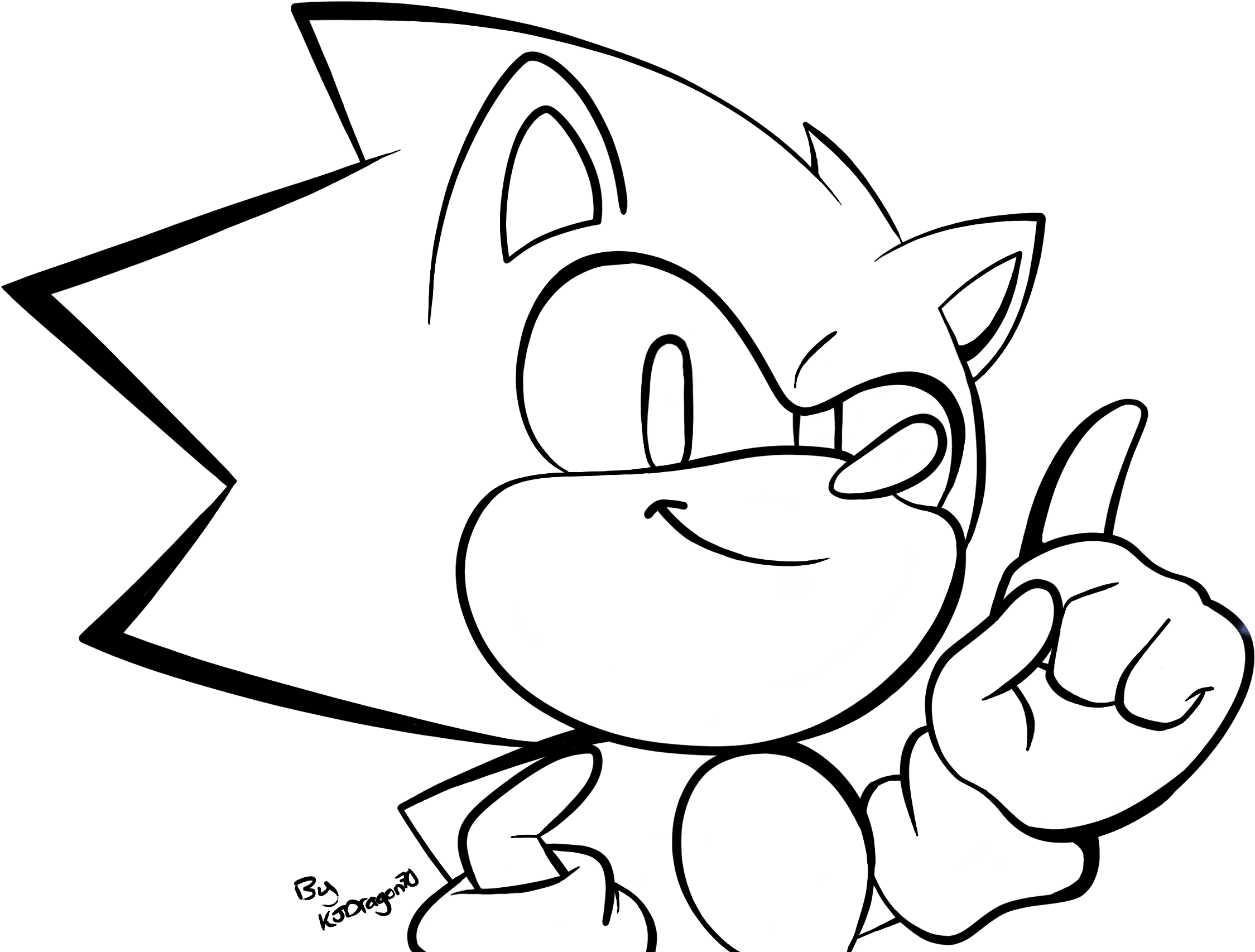 Image Black And White A Classic Sonic Lineart By Kjdragon - Sonic ...