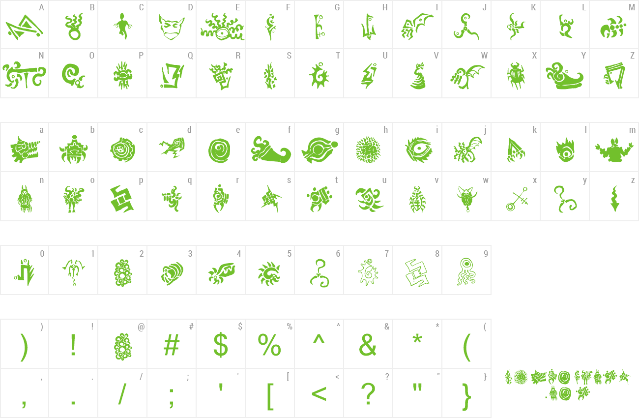Font Cthulhu Glyphs Preview - Galactic Basic Standard (1300x850), Png ...