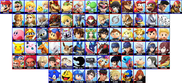 Super Smash Bros Roster , - Cartoon (720x330), Png Download