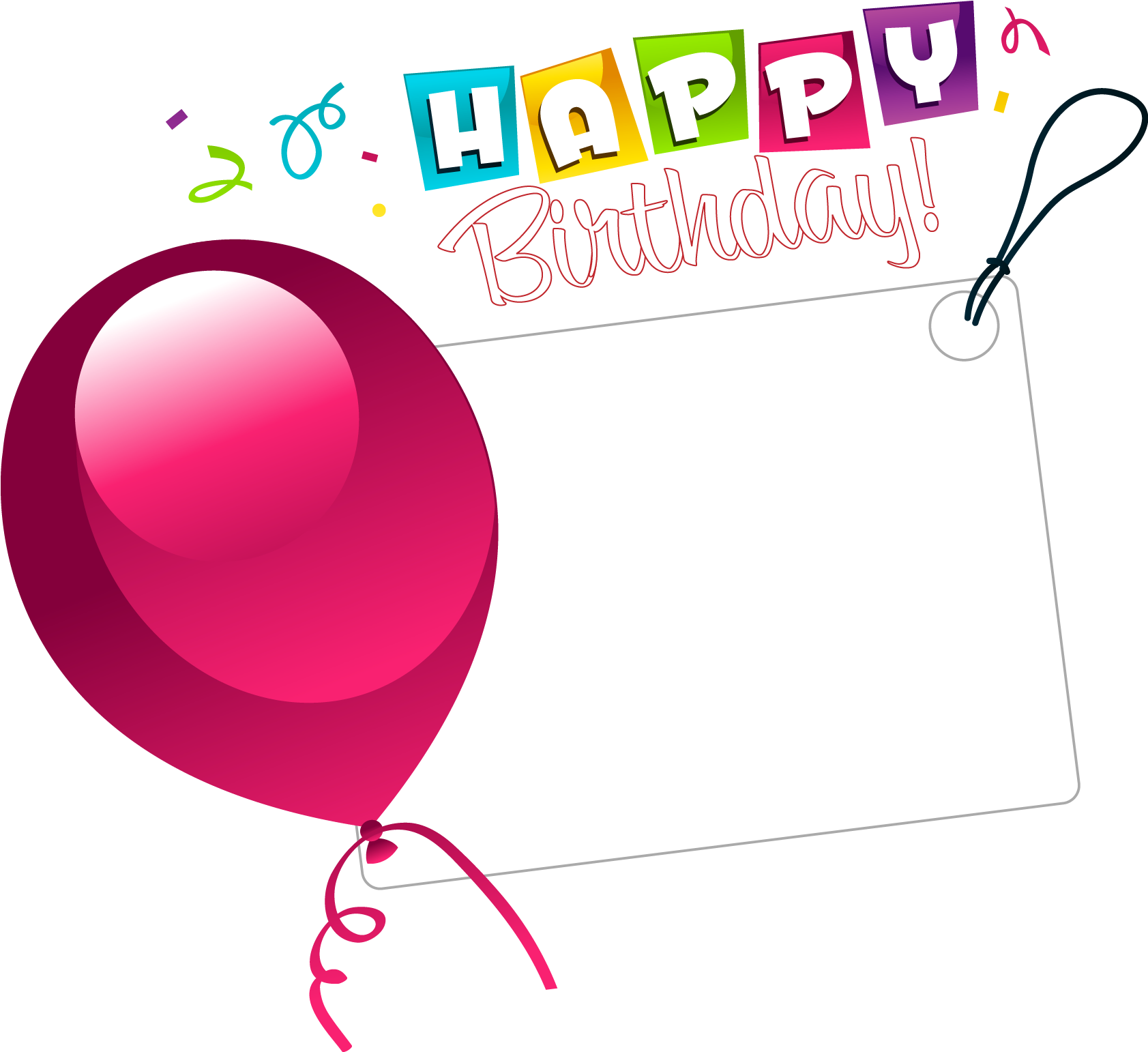 Happy Birthday Transparent Sticker With Pink Balloon - Birthday Wish ...