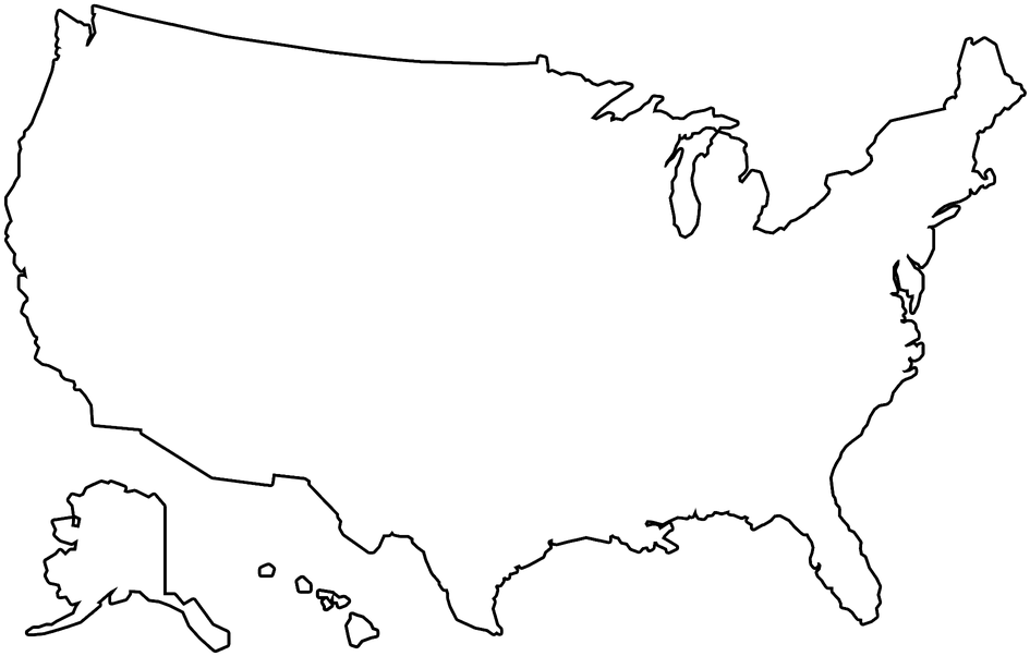 Usa Outline Transparent Images - Usa Map Outline Png (960x607), Png ...