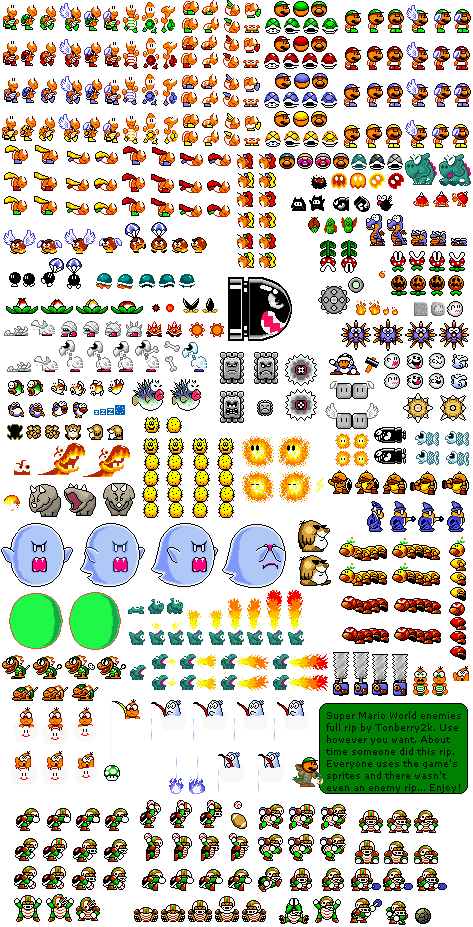 Super Mario World - Mario World All Enemies (473x927), Png Download