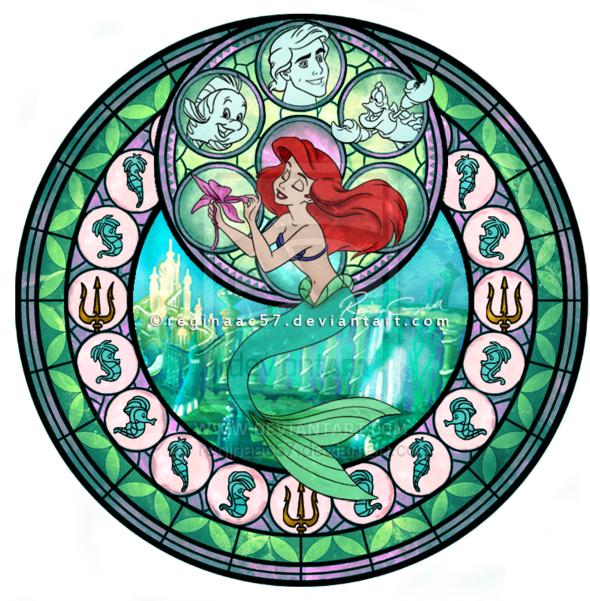 Princess Ariel Kingdom Hearts Stain Glass Circle By - Disney Princess ...