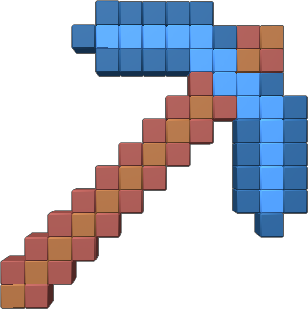 A Diamond Pickaxe From Minecraft 68 Blocks And Colors - Diamond Pickaxe ...