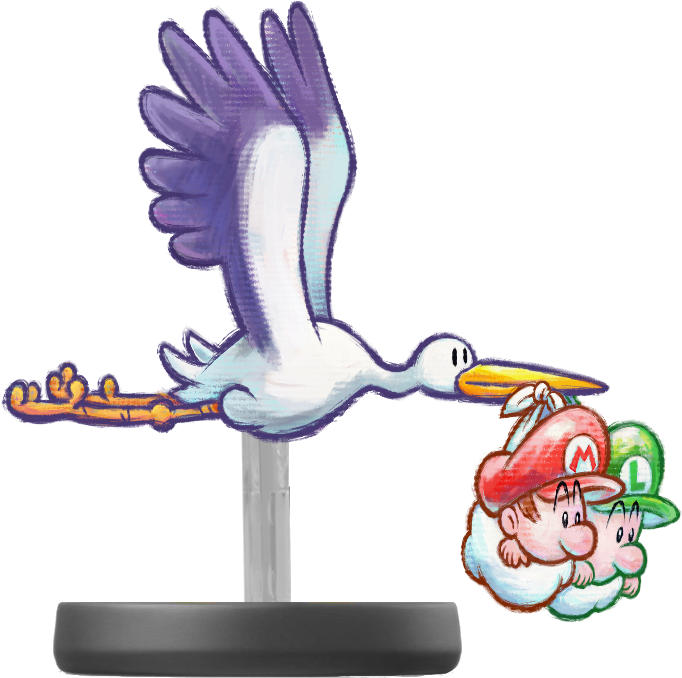 Assembleamiibo Stork - Stork Baby Mario Card (723x707), Png Download
