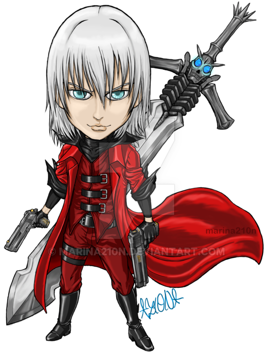 Dante Drawing Dmc Anime - Dante Dmc Anime Chibi Png (600x756), Png Download
