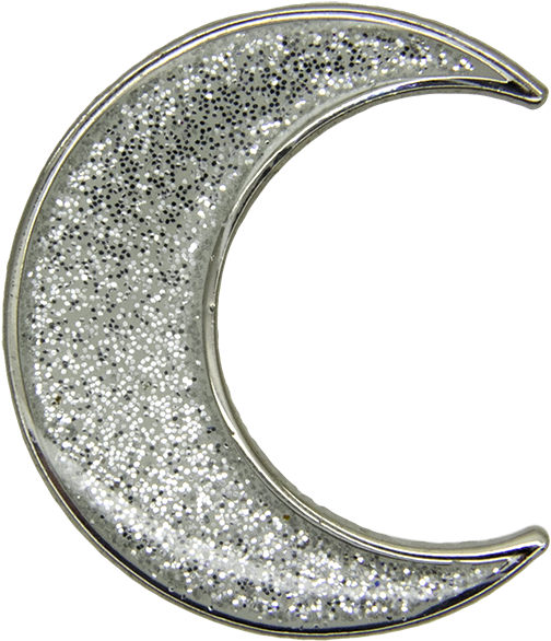 Moon Pin, Silver Glitter - Silver (600x600), Png Download
