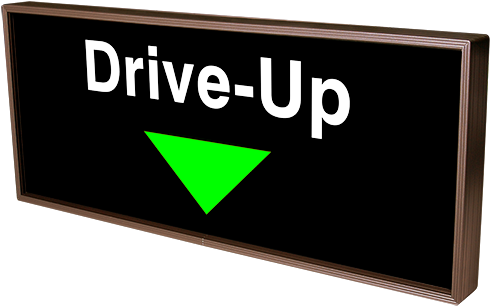 Drive-up W/ Green - Slow Down Led Sign (500x318), Png Download