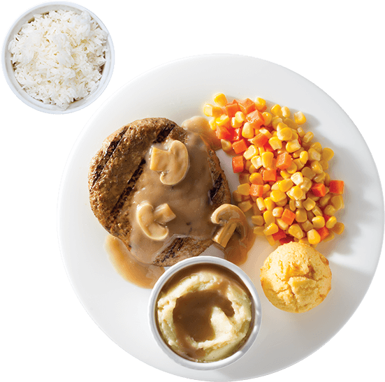 Burger Steak With 2 Side Dishes - Burger Steak Side Dish (600x600), Png ...