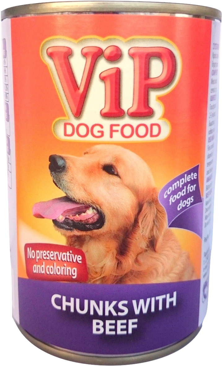 Vip Dog Food Can 415gr Beef Image (785x1283), Png Download
