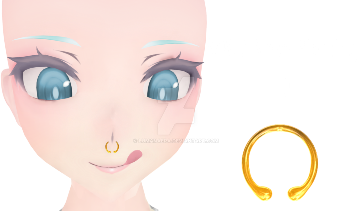 Mmd Nose Piercing Dl By Lumanaera - Mmd Nose Ring (1191x670), Png Download