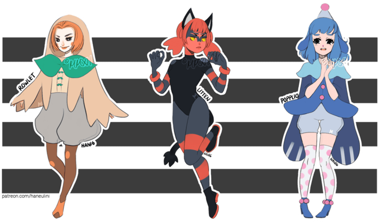 7th Gen Starters By Mmxii On Deviantart - Moe Anthropomorphism ...