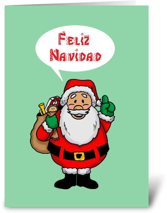 Santa Saying Feliz Navidad Greeting Card - Christmas Card With A ...