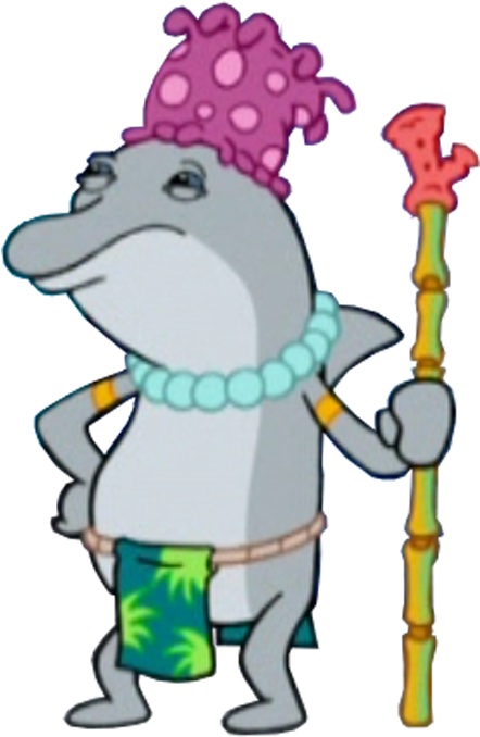 Dolphin Warrior - Spongebob Magic Dolphin (481x686), Png Download