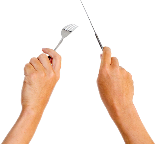 Hand Fork And Knife Png (517x476), Png Download