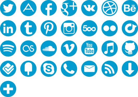 Social Icons - Blue Social Icons Png (530x374), Png Download