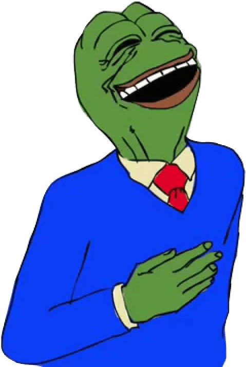 Pepe Great Post - Laughing Pepe With Glass (800x720), Png Download