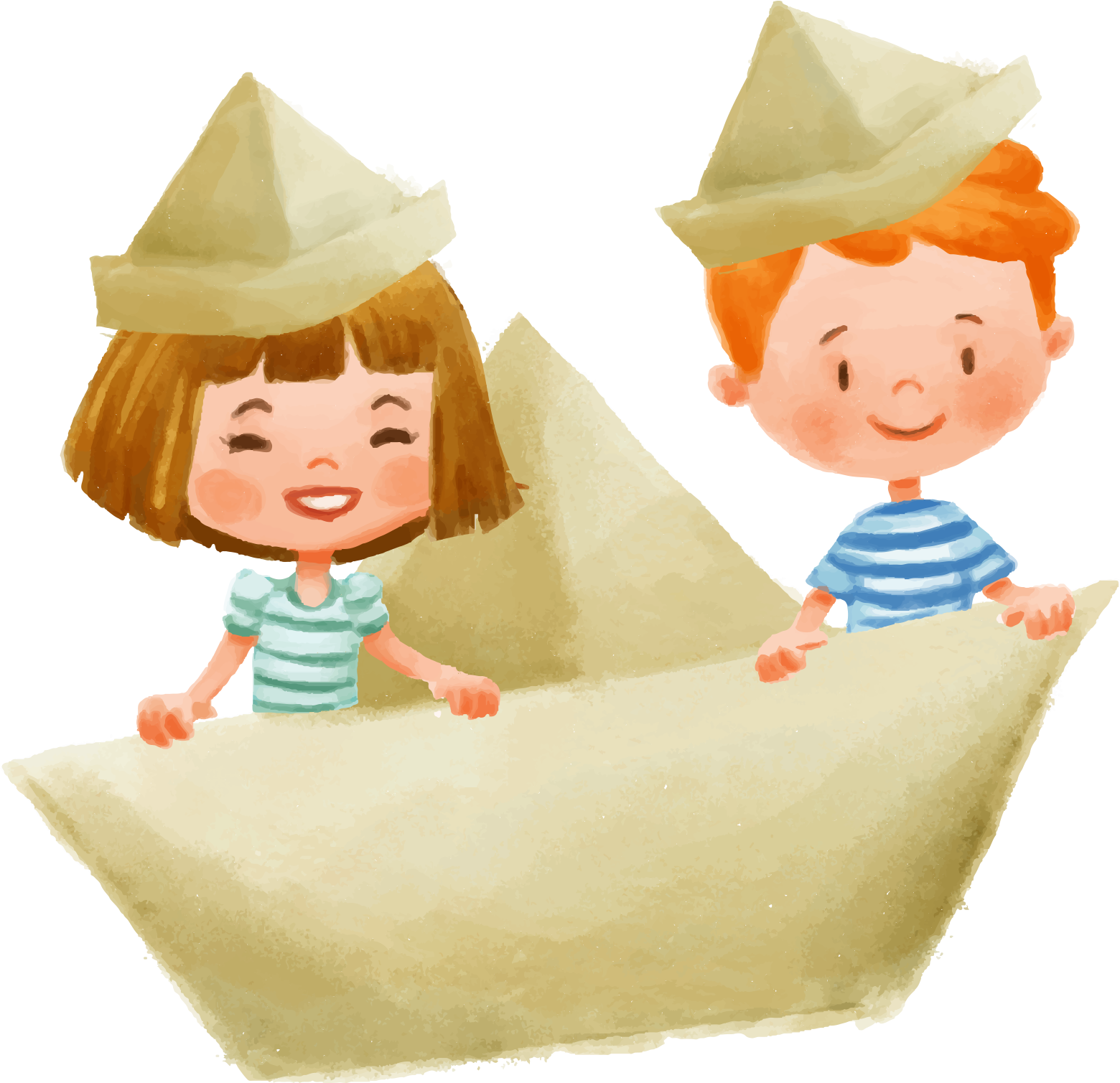 Hand Drawn Cartoon Watercolor Children Playing Decoratives - Children's ...