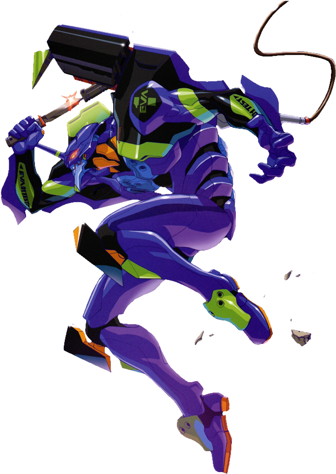 Unit 01 Holding Prog Knife - Eva 01 With Knife (703x968), Png Download