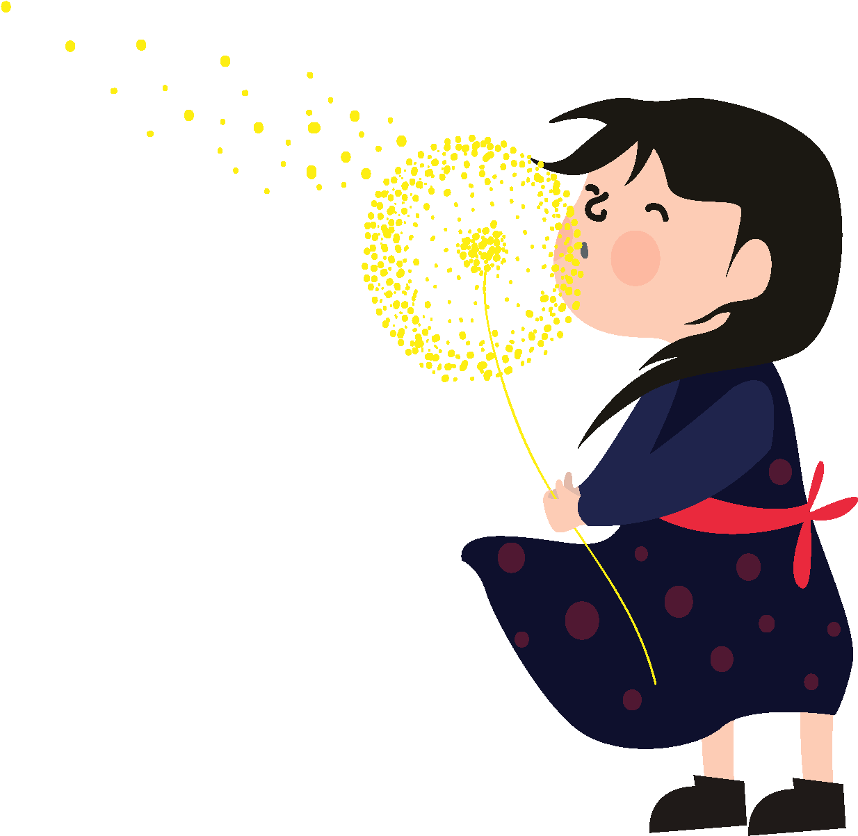 Cartoon Girl Blowing Bubbles