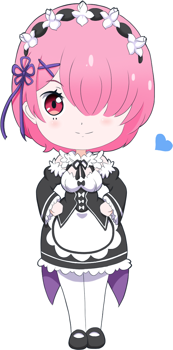 Fanart Ram From The Anime Re - Ram Re Zero Chibi (1001x1559), Png Download