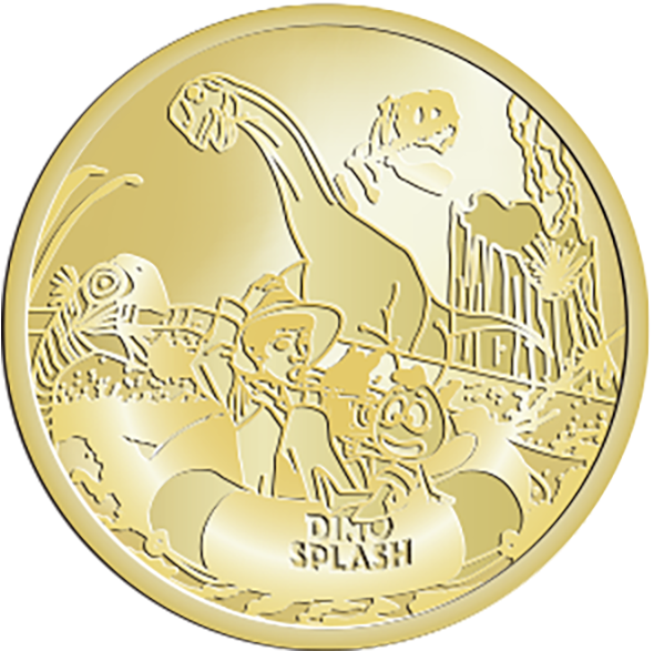 Coo Plopsa Coo Dino Splash - Coin (600x587), Png Download