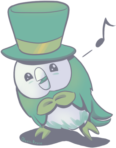 Rowlet Needs A Top Hat - Cartoon (500x629), Png Download