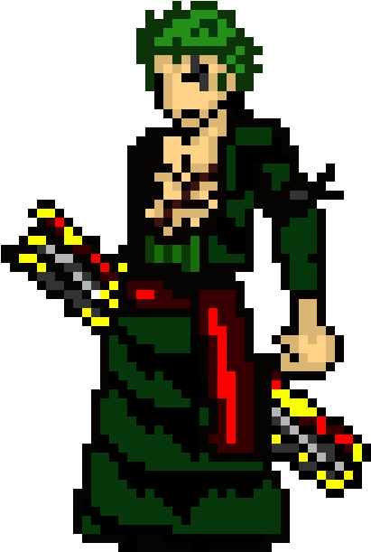 Zoro New World - Pixel Art (470x640), Png Download