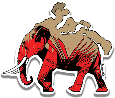 Series Of Red And Gold Screenprinted Stickers (475x418), Png Download