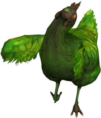 Chicken Zombie - Chicken With Green Feathers (424x408), Png Download